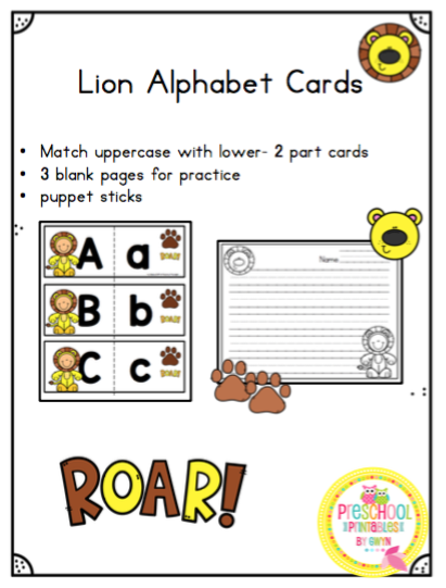Lion Alphabet Cards (2 part match upper with lowercase) ~ Preschool ...