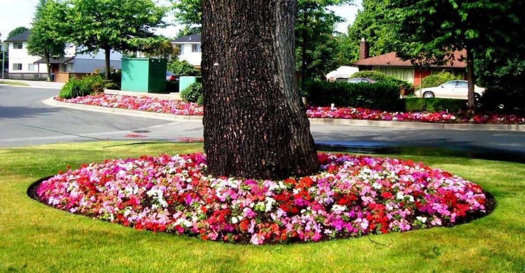 41 Creative Decoration Of Flower Beds Around The Tree | ARA HOME