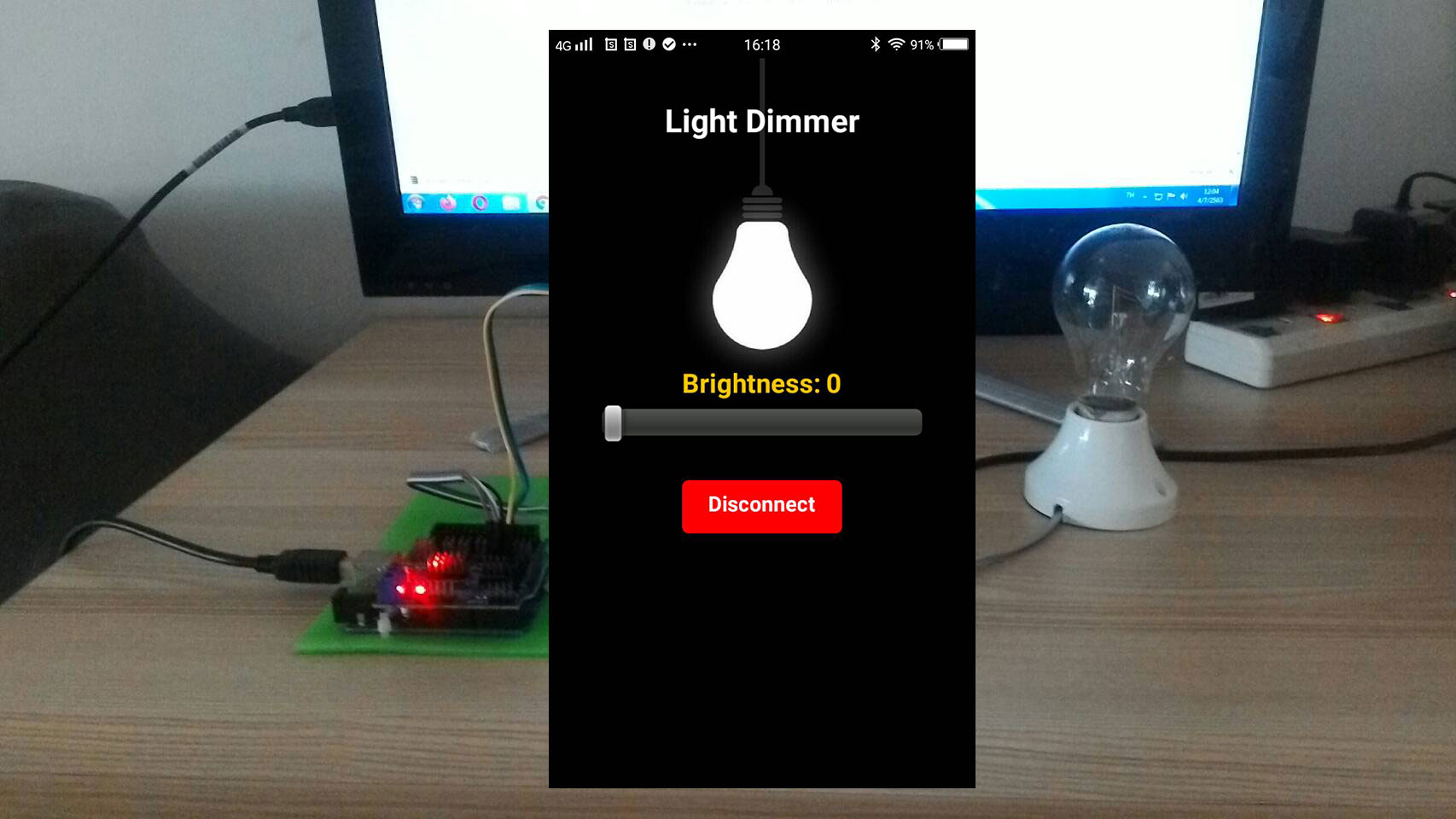 มินิโปรเจค Arduino หรี่ไฟ Ac 220v ผ่านบลูทูธ ด้วย App Android โรบอท