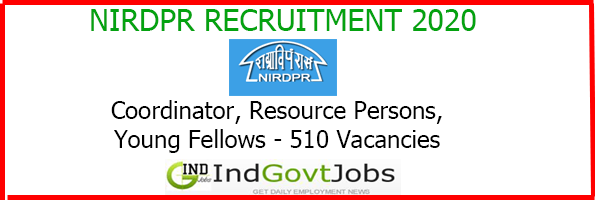 NIRDPR Recruitment 2020 Apply Online | 511 Vacancies | career.nirdpr.in
