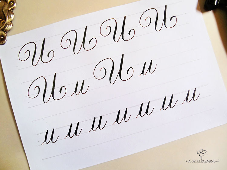 Caligrafía copperplate, ¿cómo escribir la letra "U"? | Aracelyasmine ...