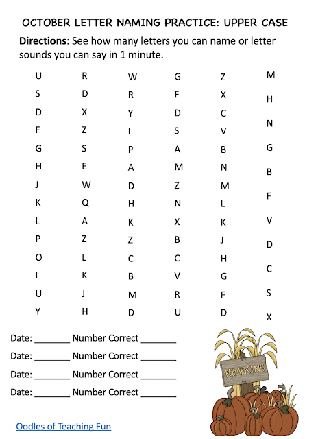 October Letter Sounds and Letter Naming Practice for Home and School ...