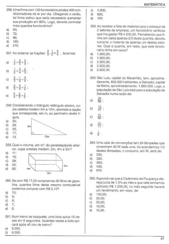 vamospraticar.blogspot.com : 274 TESTE DE MATEMÁTICA PARA COMLURB