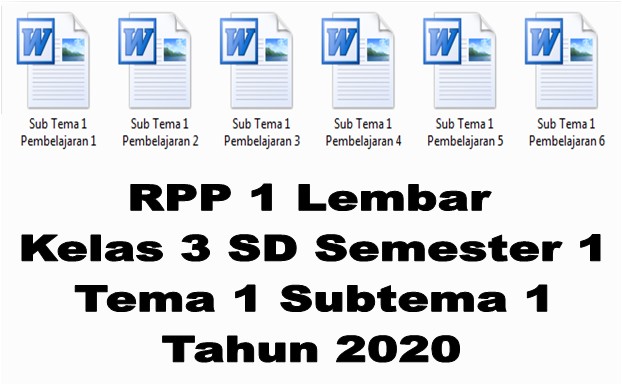 RPP 1 Lembar Kelas 3 SD Semester 1 Tema 1 Subtema 1 Tahun 2020 Format RPP 1 Lembar Kelas 3 SD Semester 1 Tema 1 Subtema 1 Tahun 2020 Format