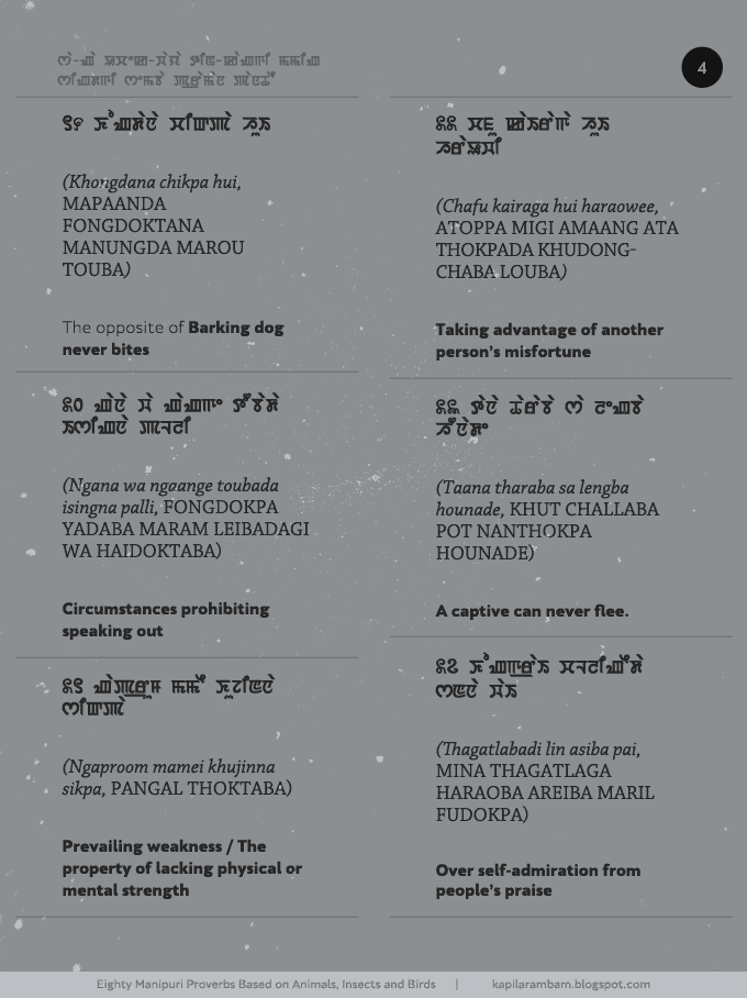 1/3: 80 Manipuri Proverbs (Paorou) Based on Animals, Birds and Insects