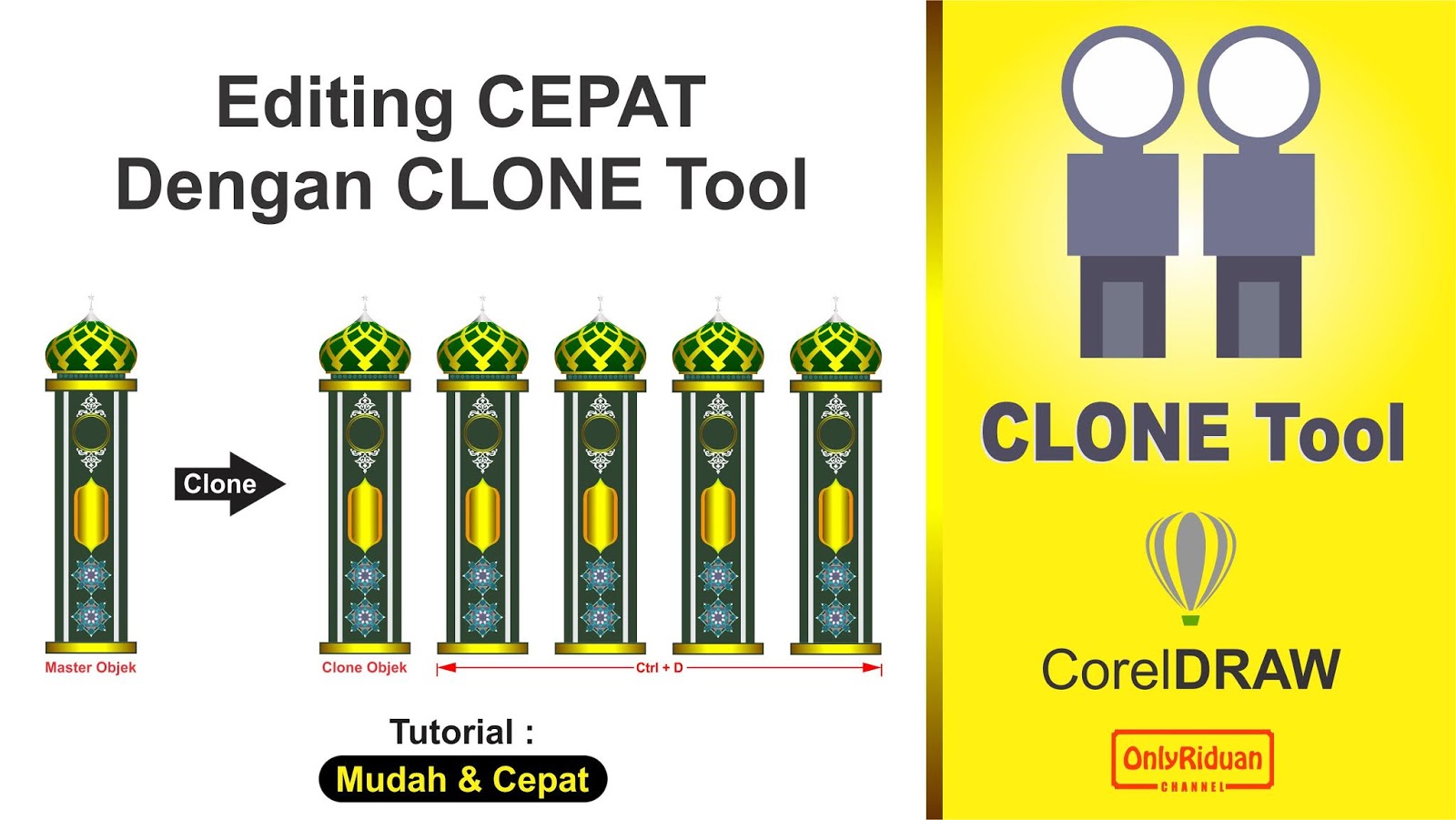 Cara Desain CEPAT dengan Clone Tool CorelDraw - TUTORiduan.com