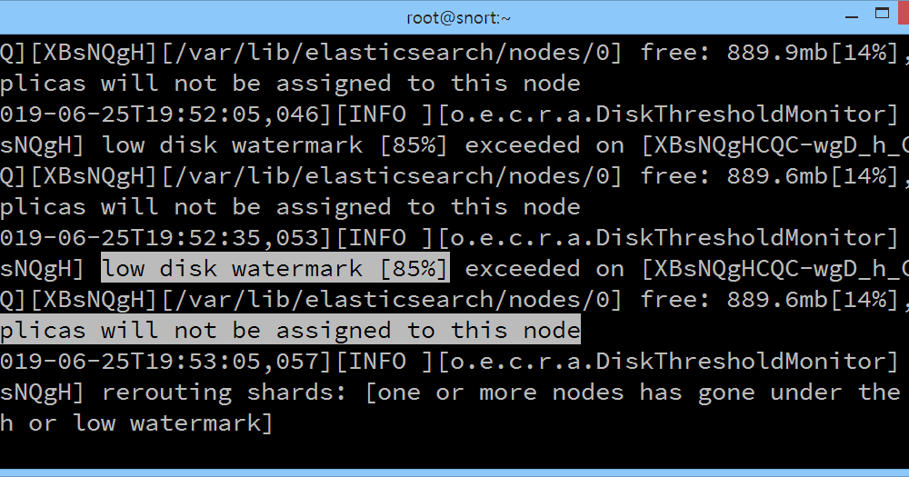 케세라세라: 엘라스틱 노드 에러(low disk watermark)