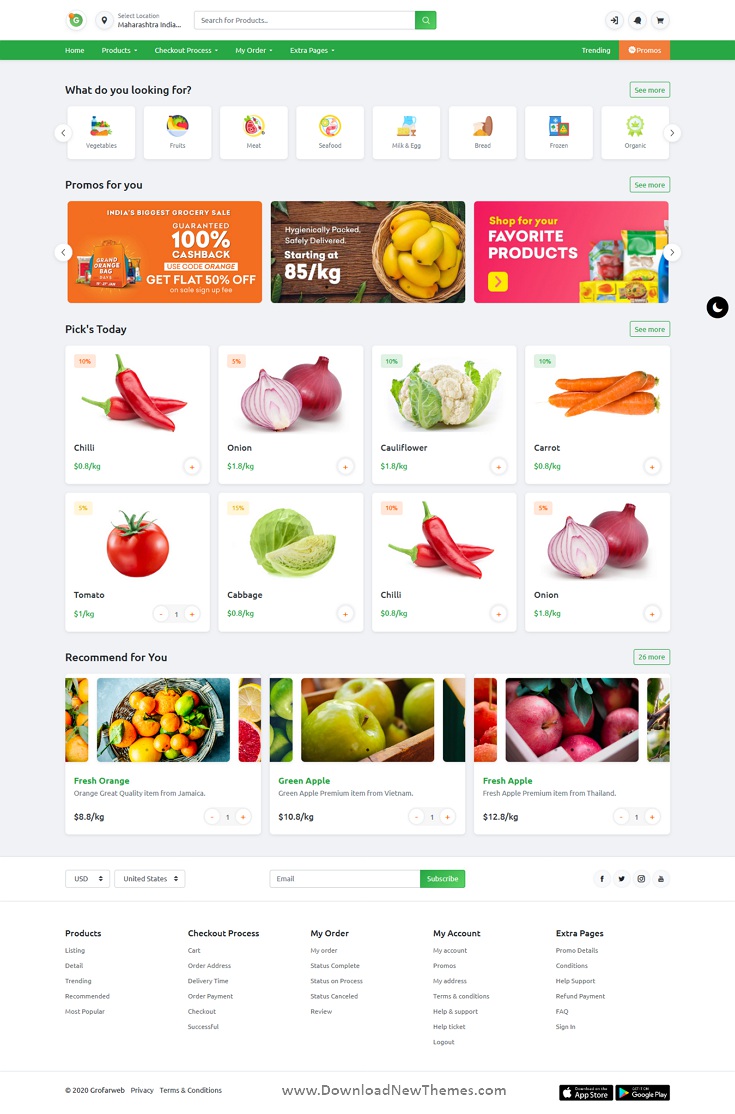 Grofarweb Online Grocery Supermarket HTML Template - Download New Themes