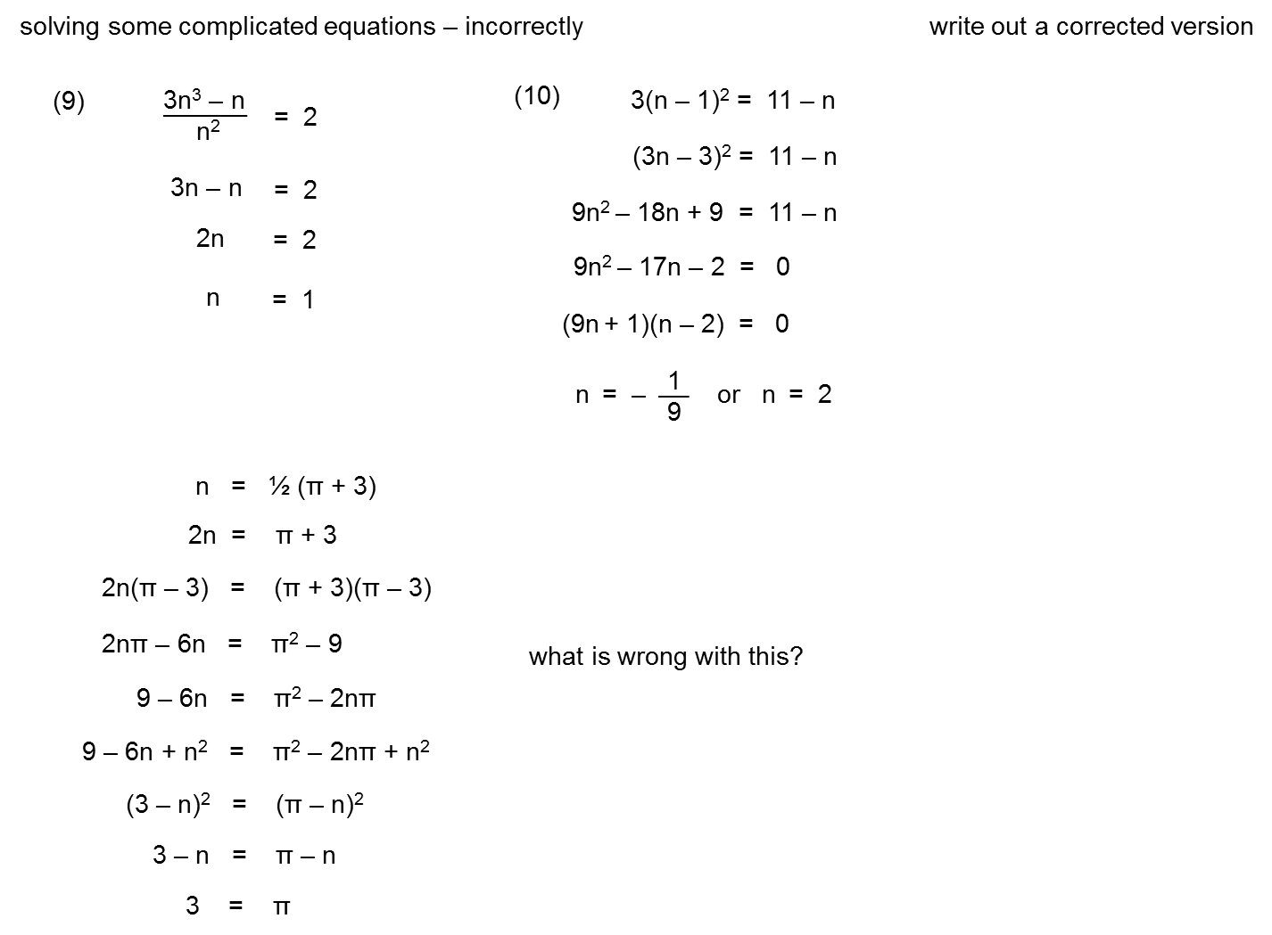 MEDIAN Don Steward mathematics teaching: some wrong equation solving