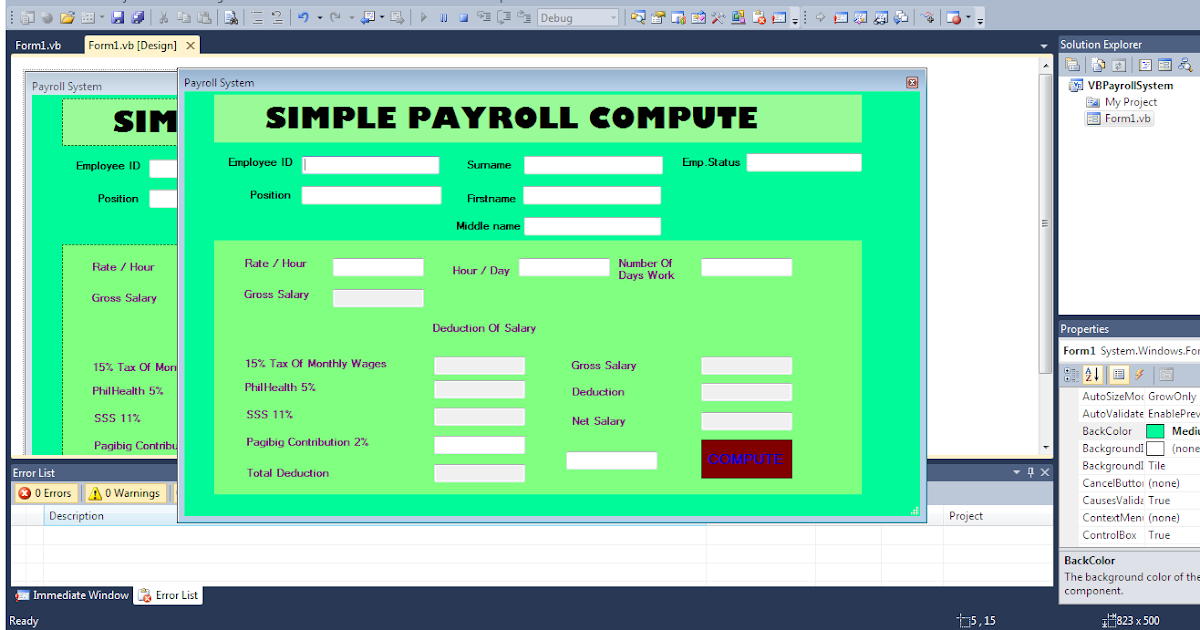 Simple Payroll Compute Using Vb.Net 10 Or Up Version
