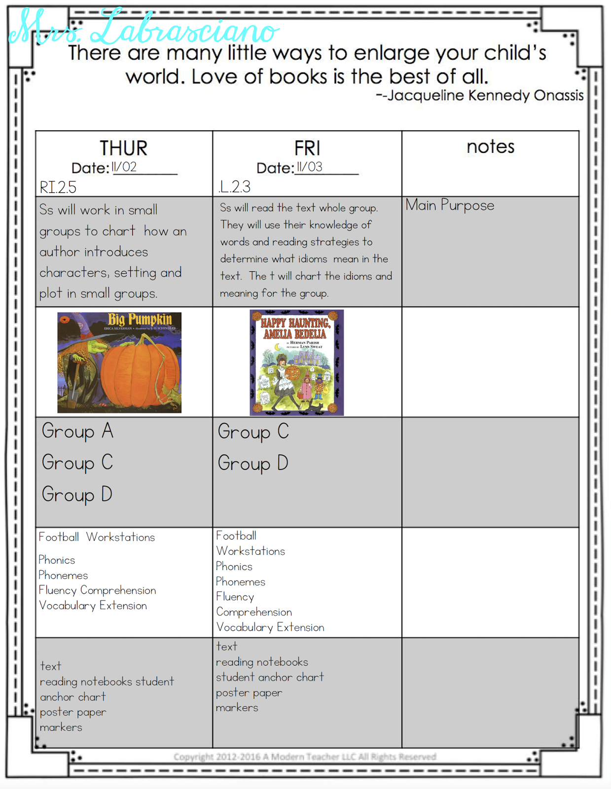 Learning Lessons With Amy Labrasciano: Halloween - ELA Lesson Plans #10