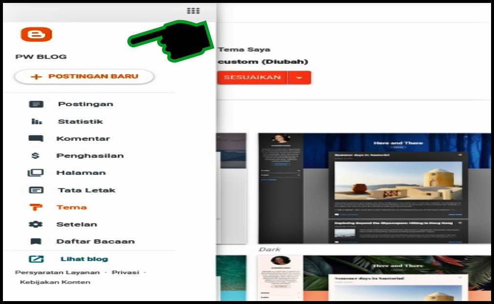 PW BLOG: Mengenal beberapa fungsi menu pilihan di dashboard blogger