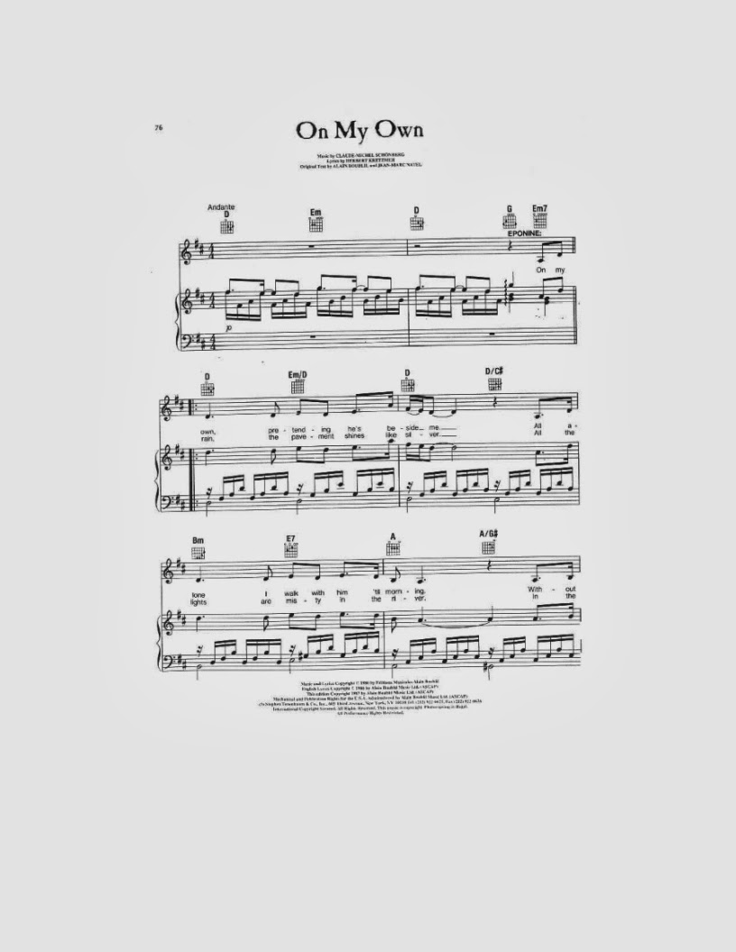 Los Miserables - On My Own | Partituras para Piano