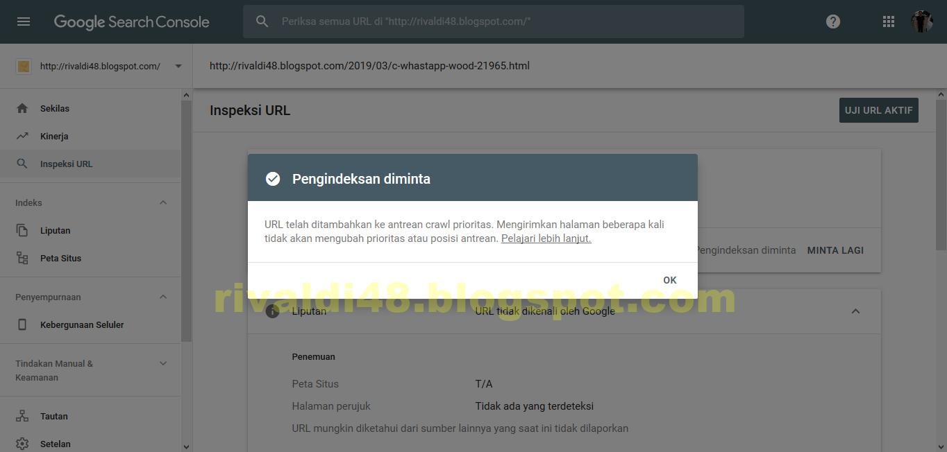 Cara Index Artikel di Google Search Console Terbaru 2019 - Rivaldi 48