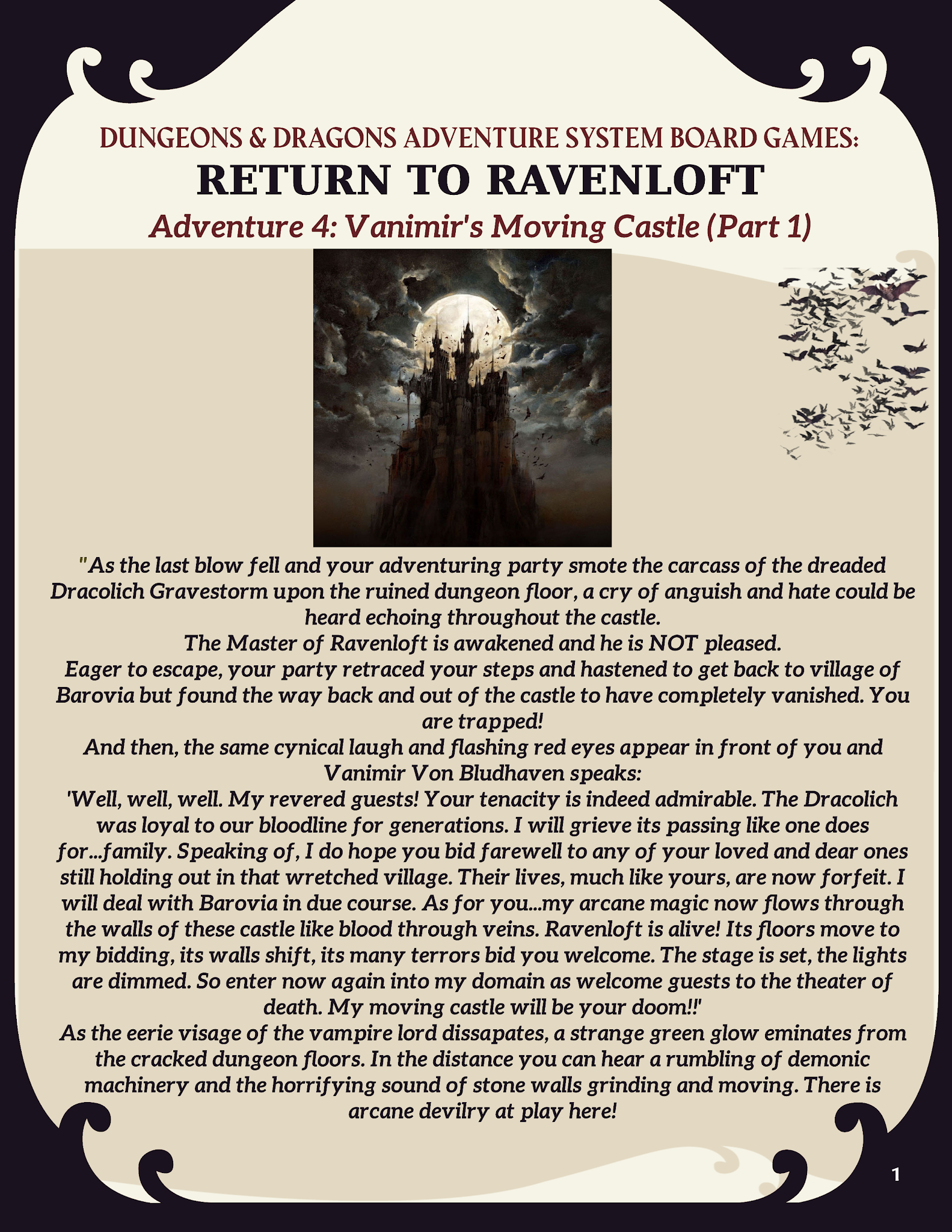 Return to Ravenloft Adventure 4: Vanimir's Moving Castle Part 1