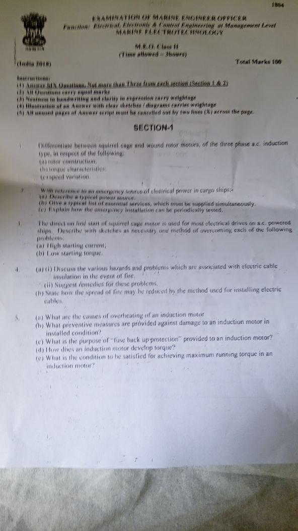 Electrical ⚡💡- MEO Class 2 Papers