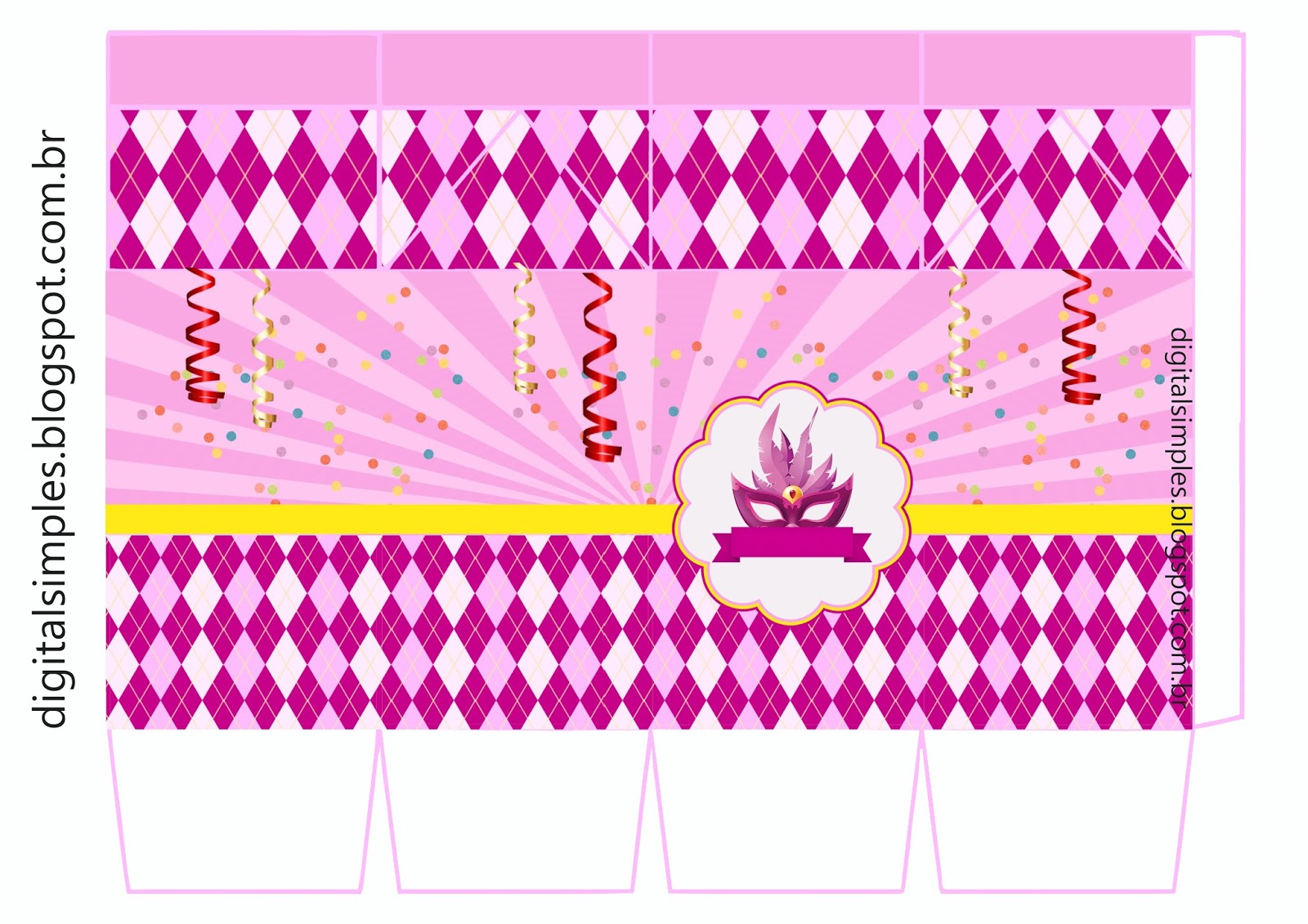 KIT FESTA ANIVERSÁRIO DE CARNAVAL PARA MENINAS - Convites Digitais Simples