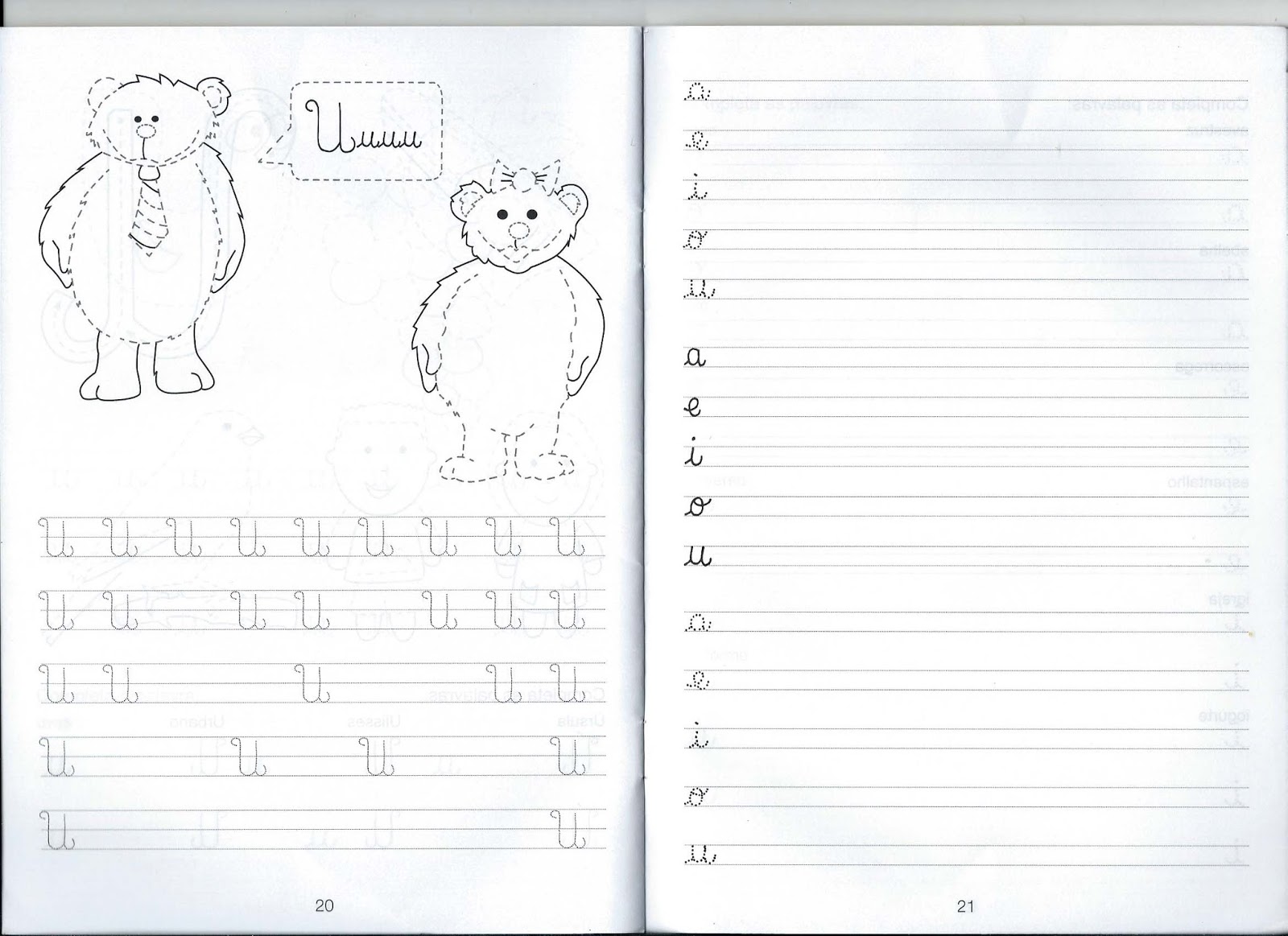 Aprende Brincando: CALIGRAFIA - Letra U manuscrita