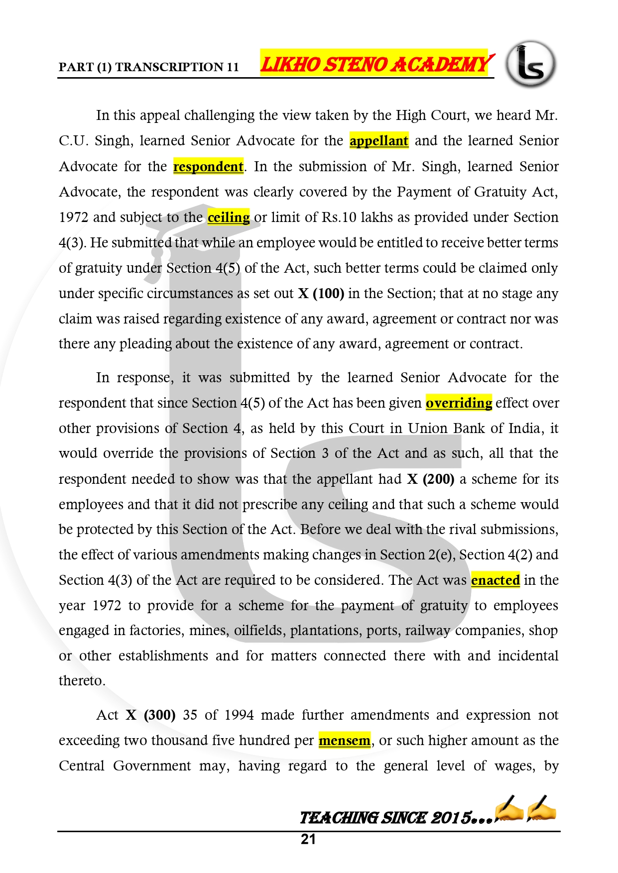 Stenographer Transcript