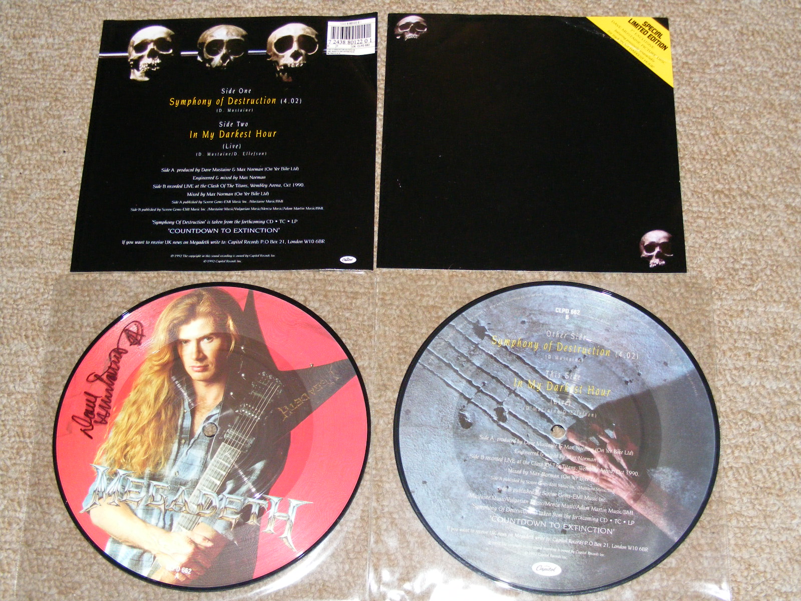 Vinilos / Vinyl: MEGADETH - 7" Picture Disc Symphony Of Destruction