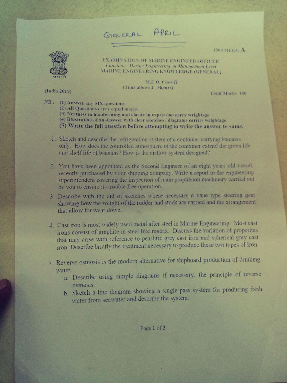 General 📓📚- MEO Class 2 Papers