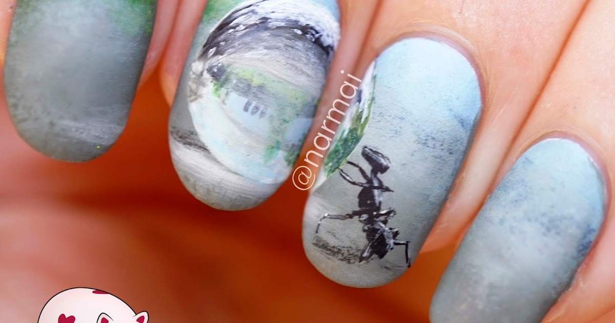 PiggieLuv: Freehand ant with water drop nail art