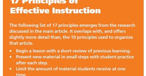 Learn, Teach.: Principles of Instruction
