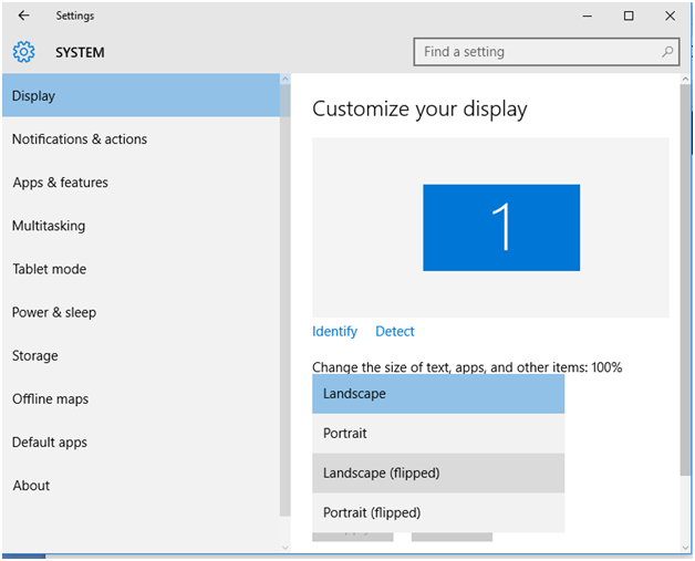 Display Settings in Windows 10