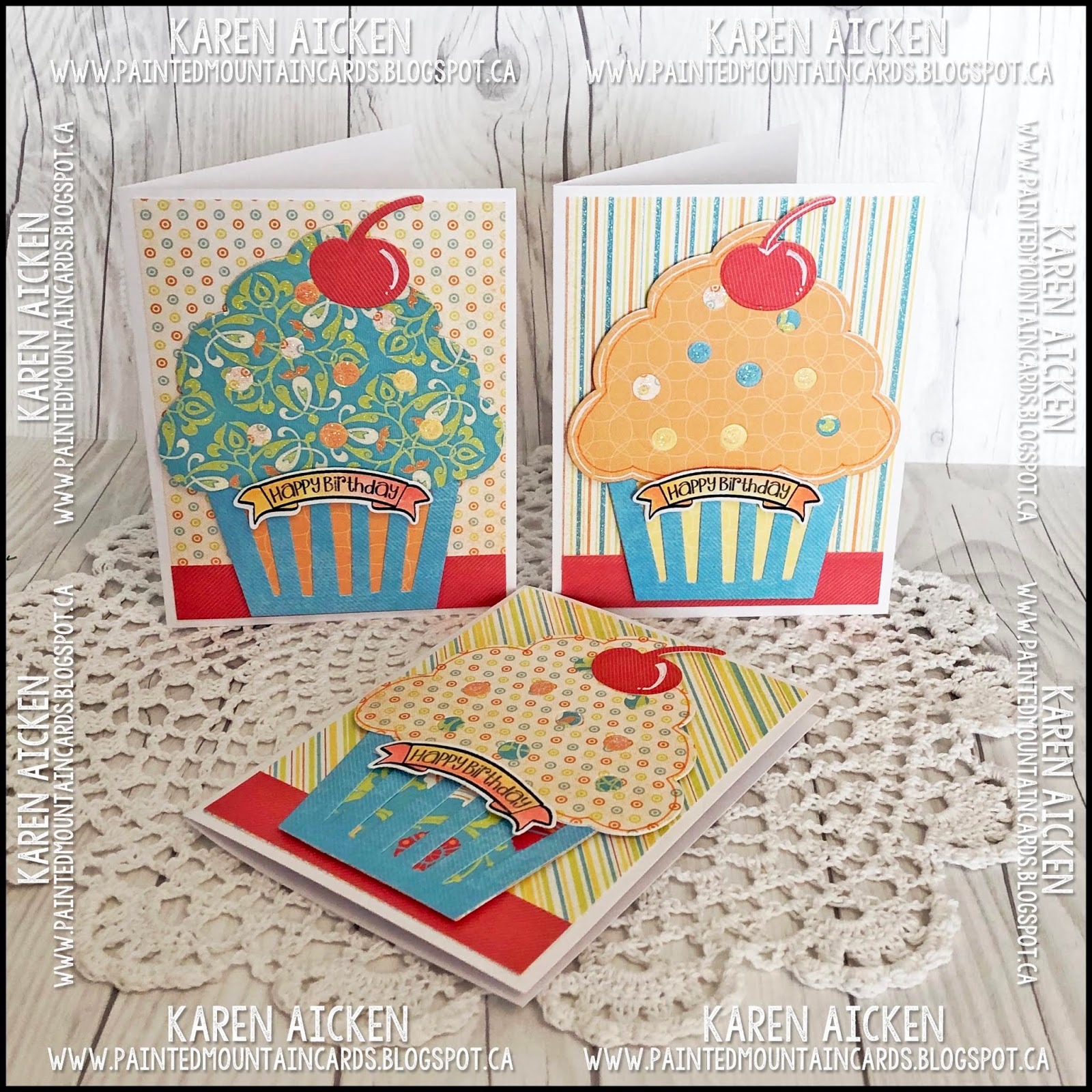 Painted Mountain Cards: Birthday Cupcake Card Trio