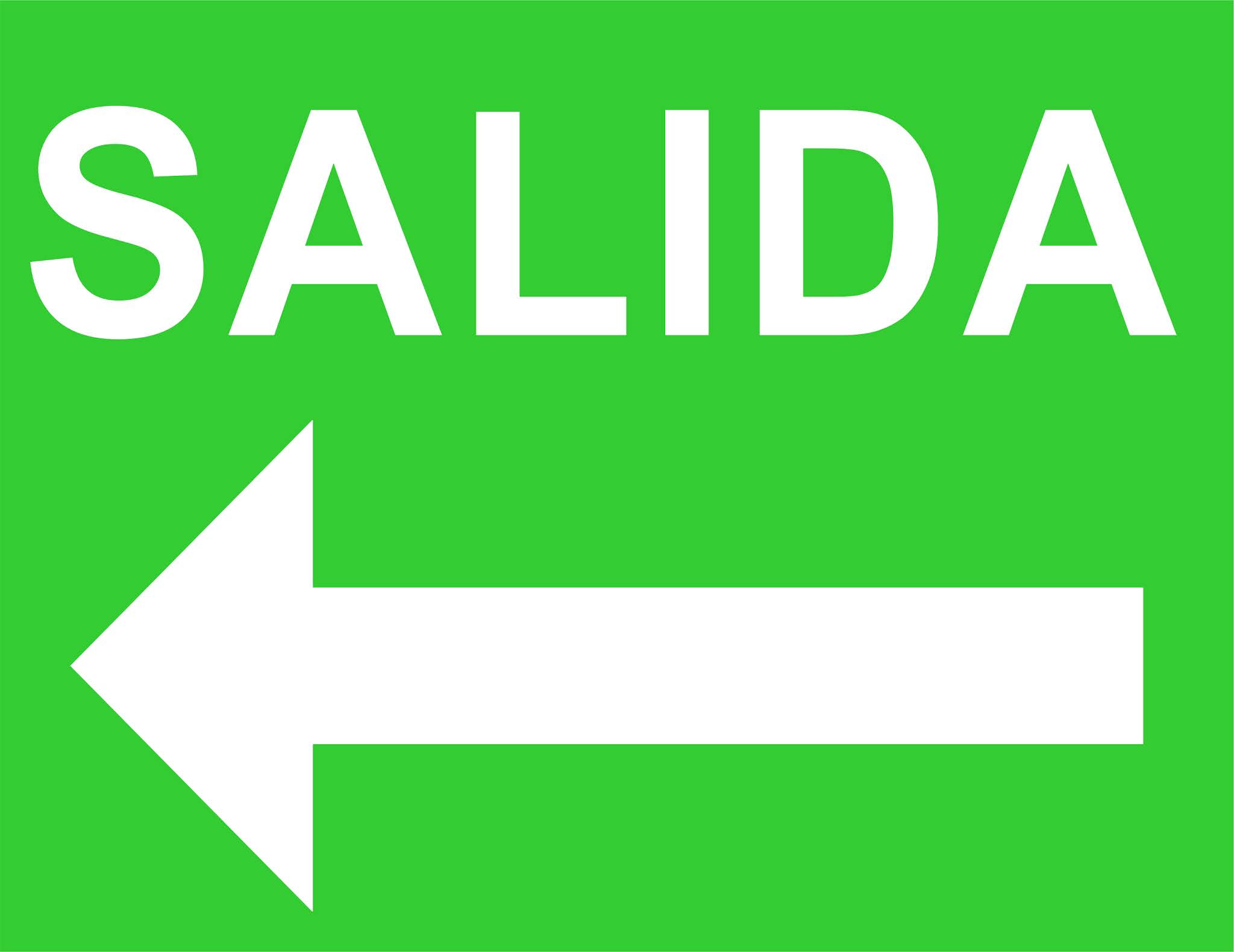 señalización de salida flecha a la izquierda fondo verde, cartel de ...