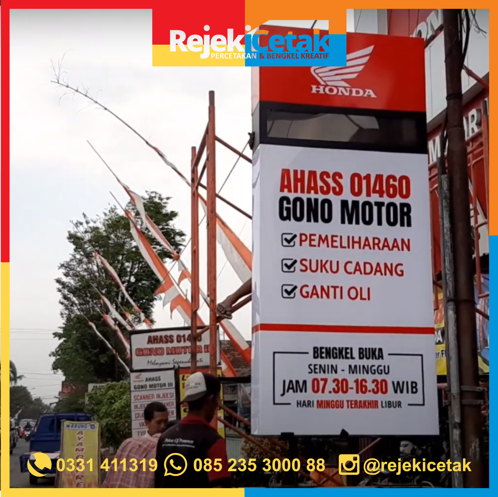 Pylon Signage atau Neon Box? Gono Motor - balung jember - REJEKI CETAK