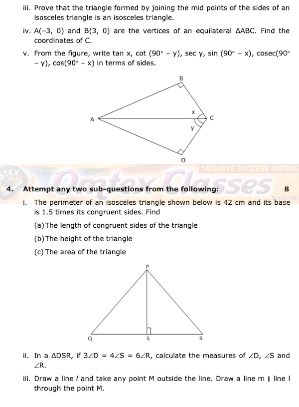 OMTEX CLASSES: 9th Standard Geometry Maharashtra Board Question Papers ...