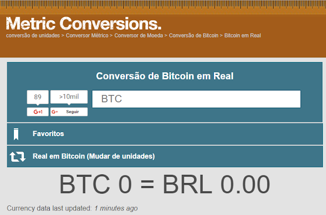 Conversor de Bitcoin (BTC) para Real Brasileiro (BRL) - A Moeda do ...