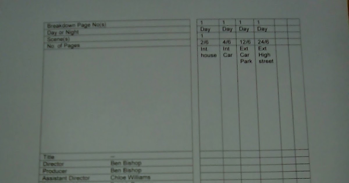 Breakdown Sheet Simplified