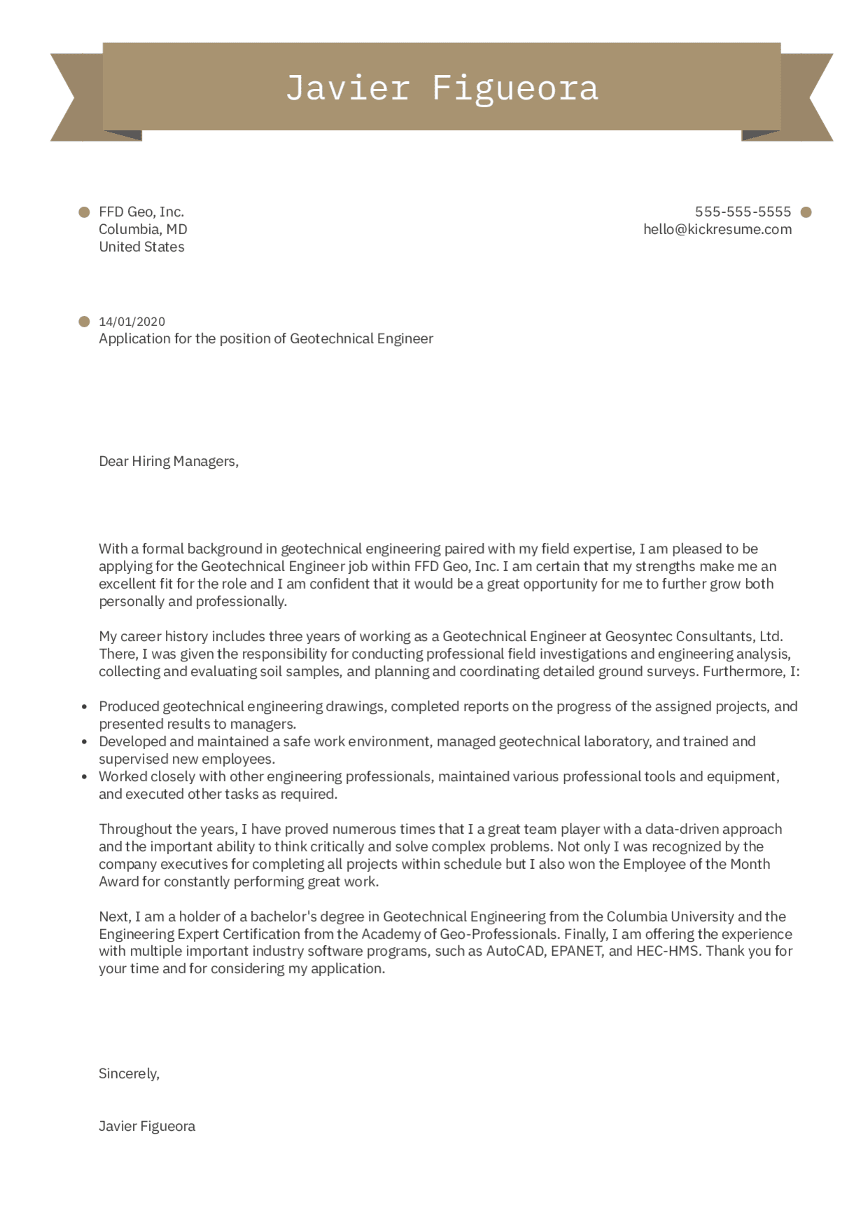 Sample Cover Letters For Engineering Jobs - Cover Letter