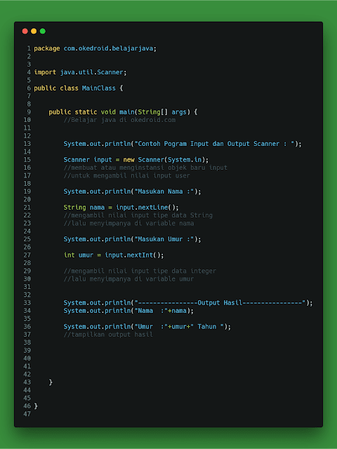 Contoh Aktivitas Input Dan Output Memakai Scanner Di Java - Belajar Java Dengan Mudah