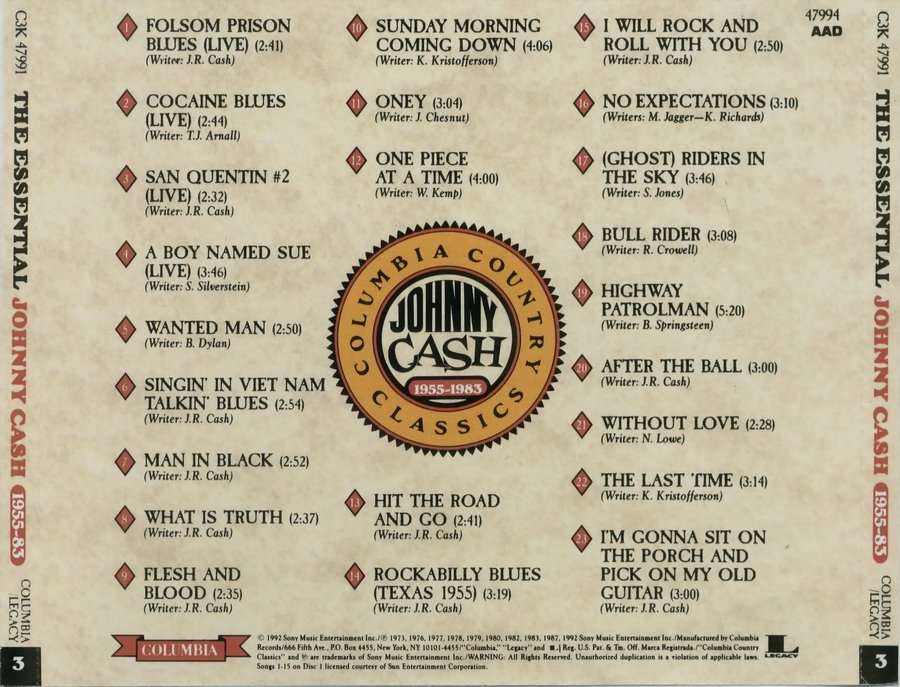 ENTRE MUSICA: JOHNNY CASH - The essential Johnny Cash 1955 - 1983 (3 CDs)