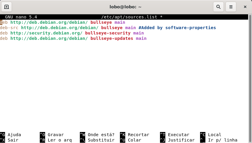Sources.list completa para a distribuição Linux Debian 11 Bullseye