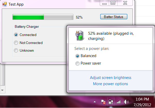 Get Laptop battery status using C#