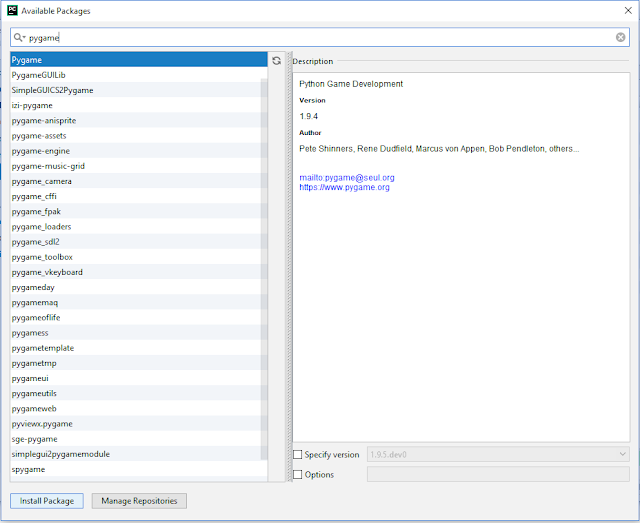 How to import Pygame in pycharm