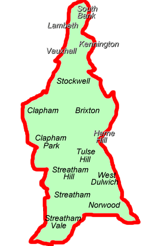 Lambeth Map Region Political | Map of London Political Regional