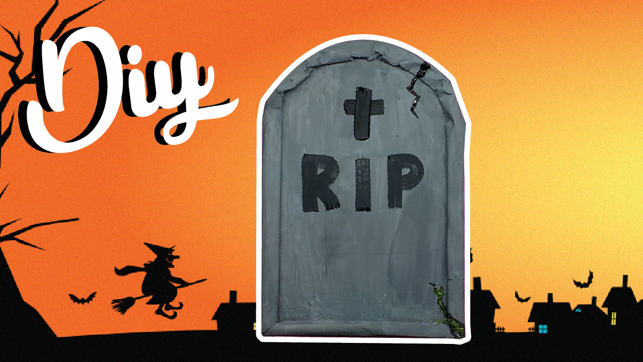 Lápida de Halloween hecha con una caja de cereal / manualidades ...