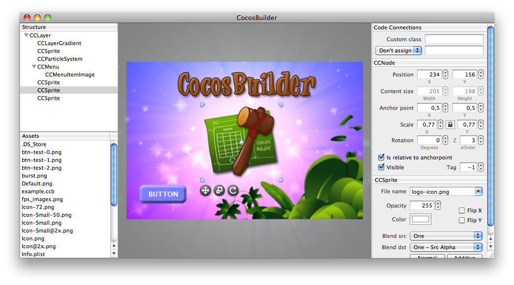 CocosBuilder：Drag and Drop Scene Builder For Cocos2D