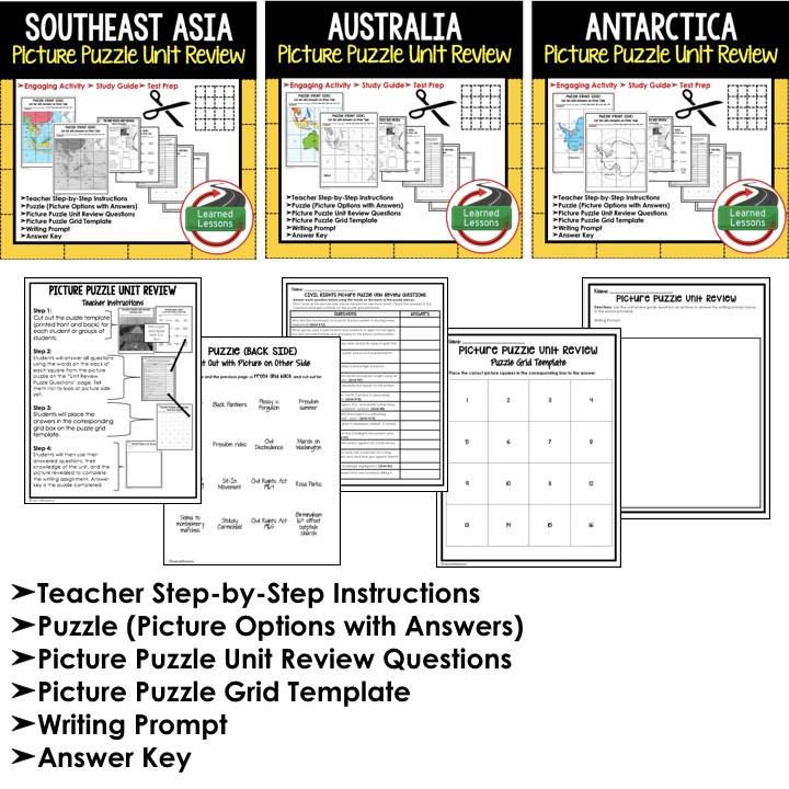 World Geography Picture Puzzle BUNDLE, Test Prep, Unit Review, Study ...