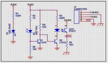 Mạch cảm biến quang, sử dụng một cặp LED thu phát hồng ngoại