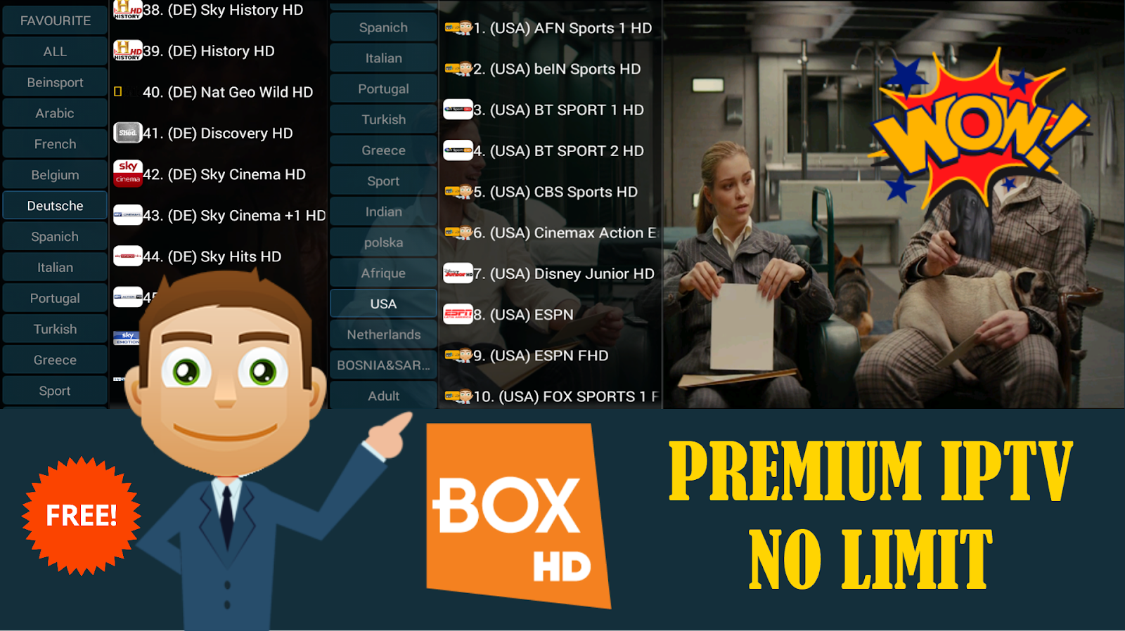 HDBOX : PREMIUM IPTV TO WATCH BEST PREMIUM CHANNELS + 1 X USER & PASS ...
