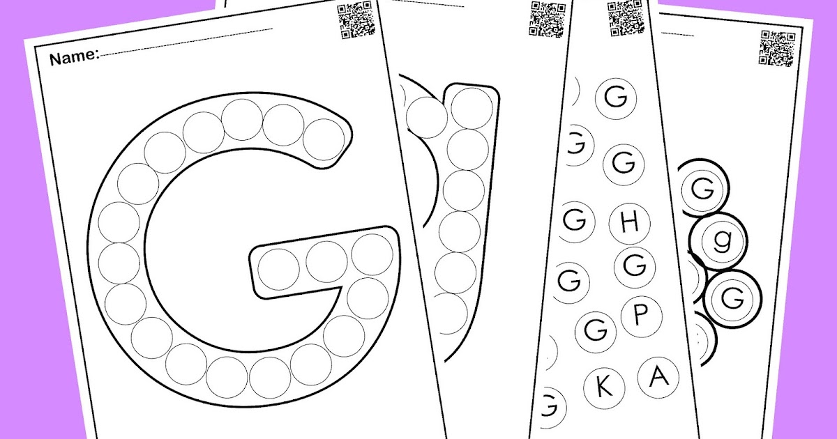 Letter G "10 free Dot Markers coloring pages"