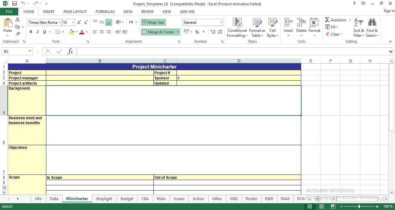 Project Management Template Excel