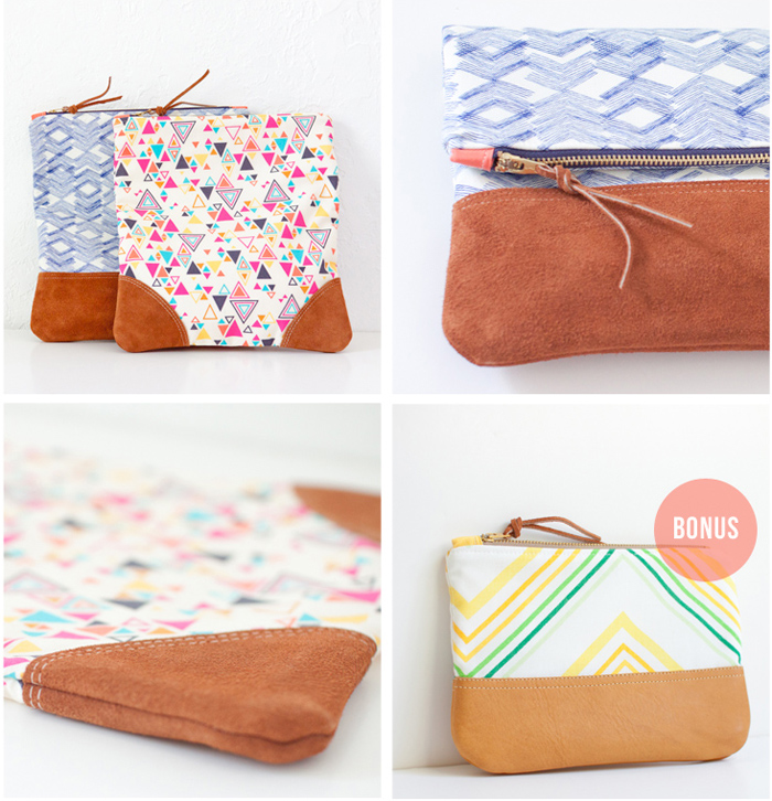 leather accent fold over pouch. . . / LBG STUDIO