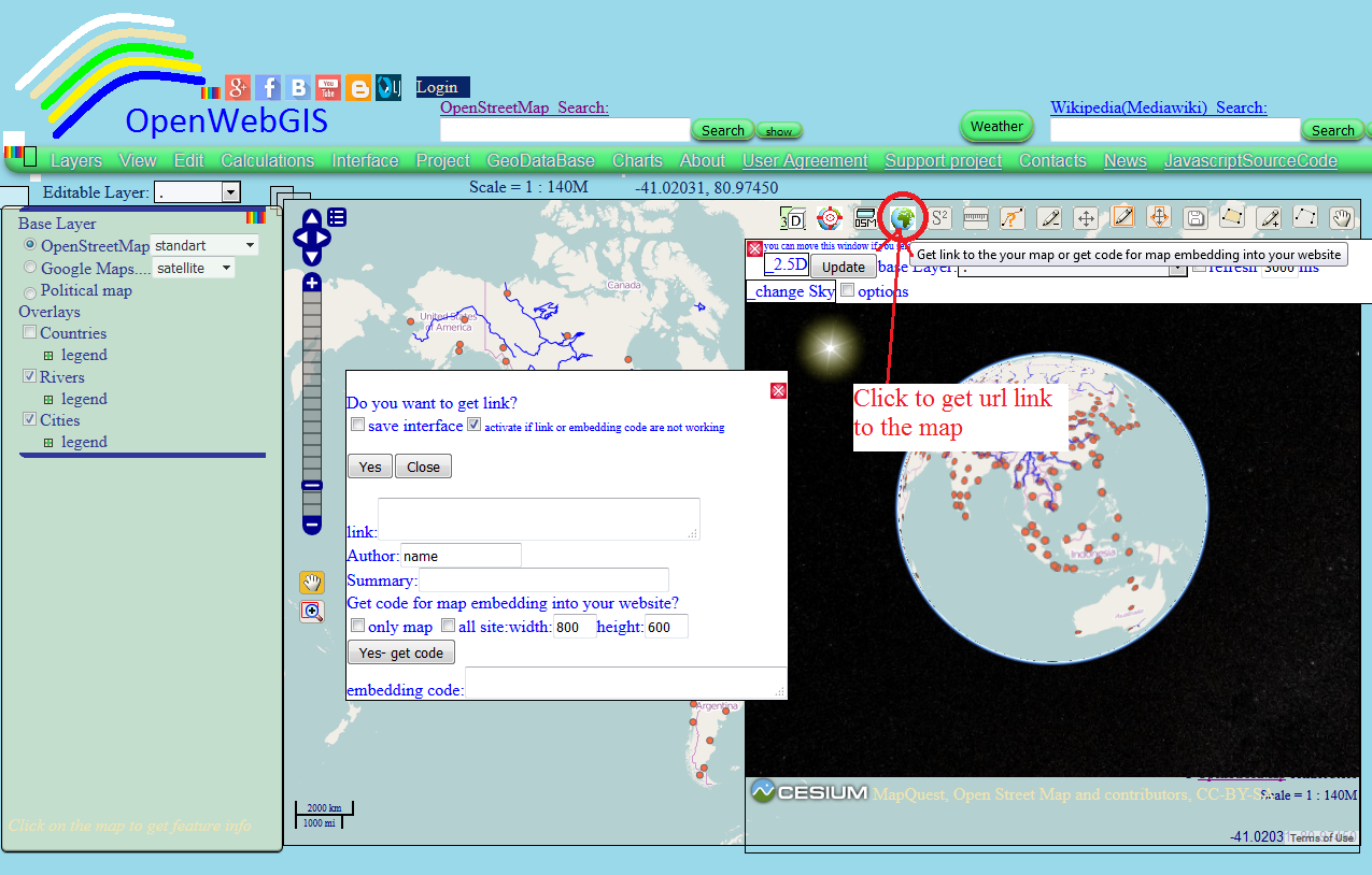 Openwebgis Is Free Online Gis 3d Maps New Version Of Cesium Javascript Library And Openwebgis
